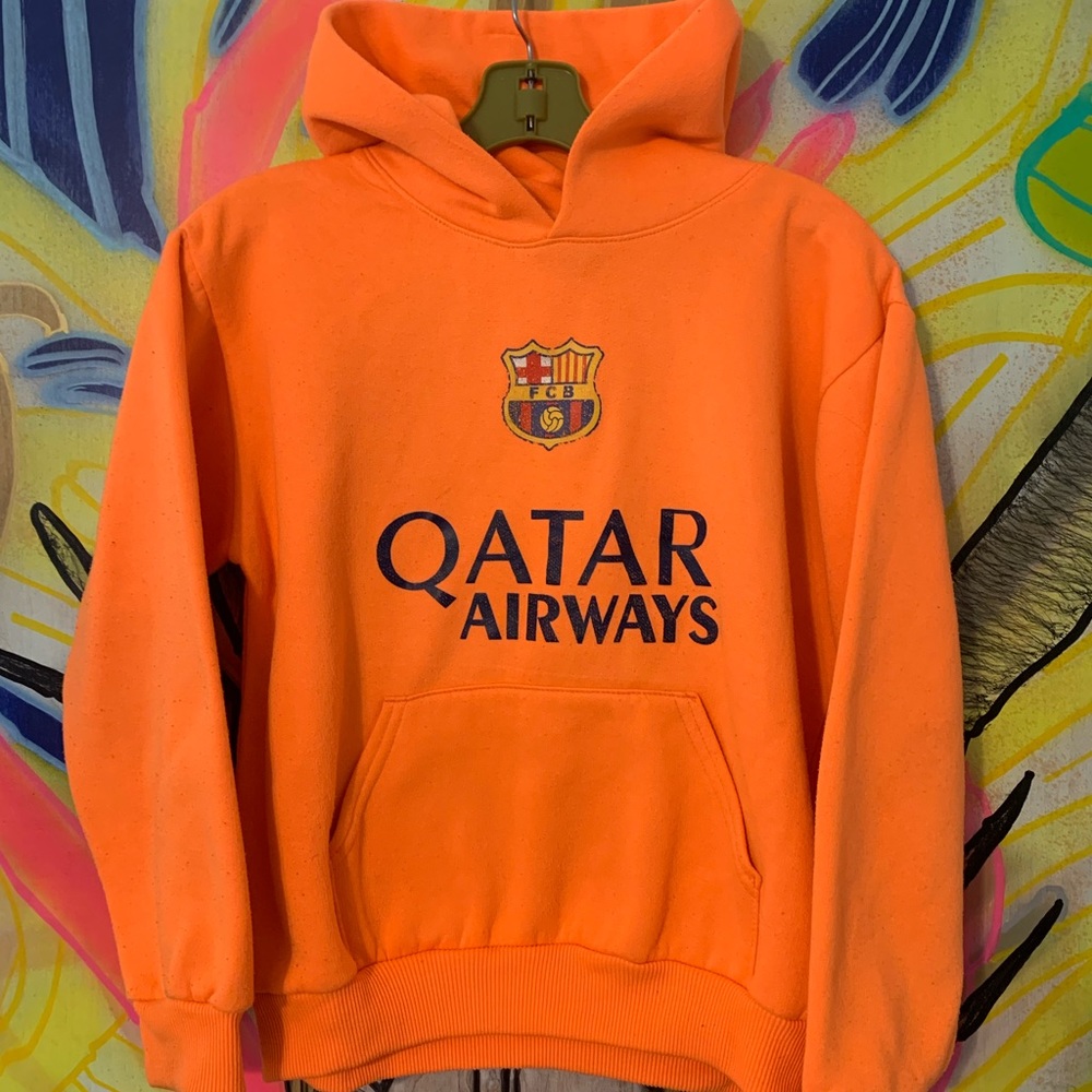 Vintage Y2k Lionel Messi Fc Barcelona Hoodie Sz S - Gem